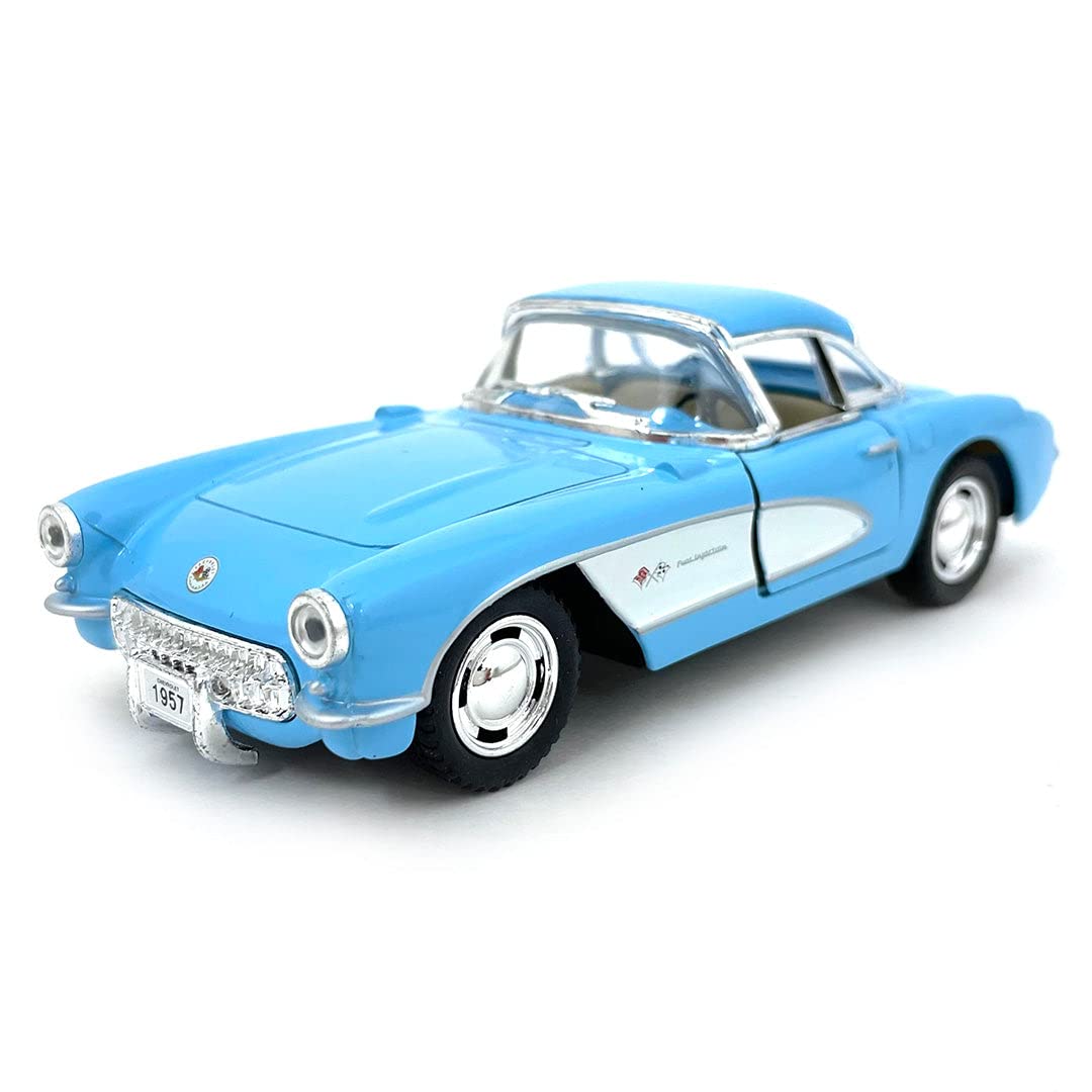 Set of 4: 5" 1957 Chevy Corvette 1:34 Scale (Black/Blue/Red/White) by Kinsmart