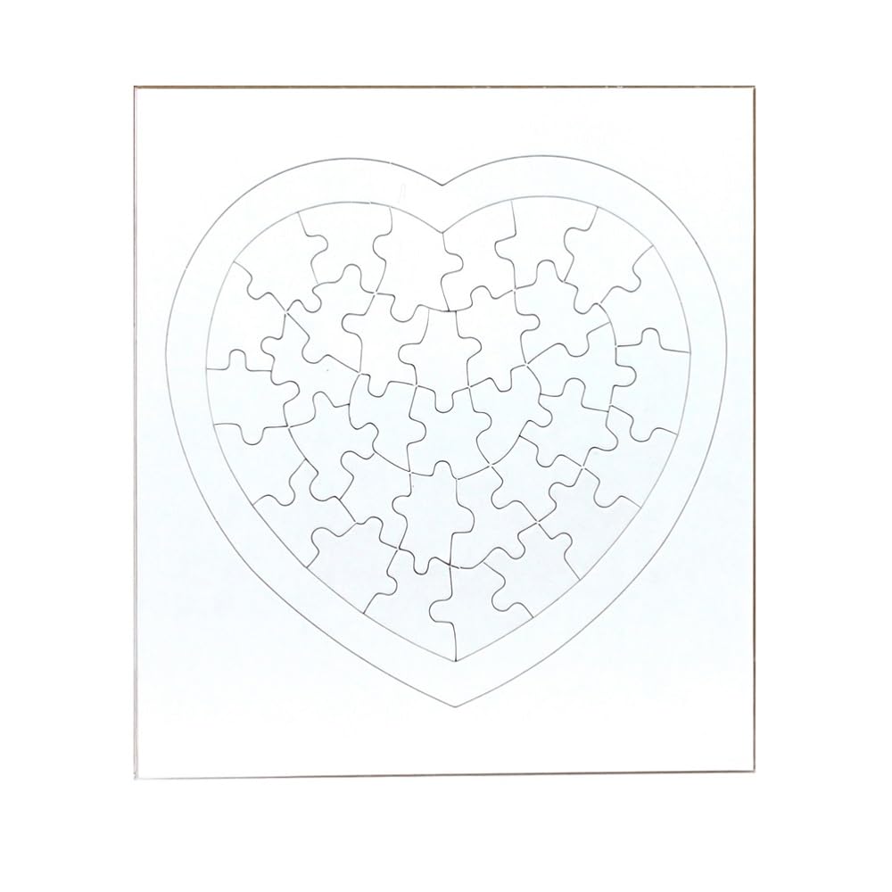 Hygloss Compoz-A-Puzzle - Heart Shape - Fun Activity - Great for Arts & Crafts - White & Sturdy - Surrounding Frame is 8.5” x 9.5” - 36 Puzzle Pieces, 6 Puzzles