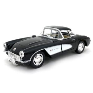 Set of 4: 5" 1957 Chevy Corvette 1:34 Scale (Black/Blue/Red/White) by Kinsmart