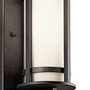 Kichler Camden 11" 1 Light Outdoor Wall Light with Opal Etched Glass in Anvil Iron, 9.5 in