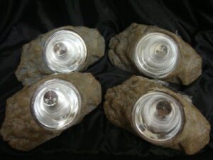 solar rock light 3 led spotlight for home and garden set of 4