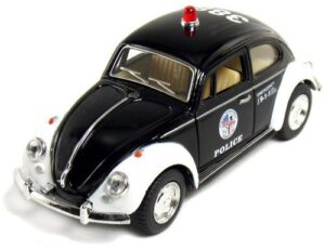 kinsmart 5" classic volkswage 1967 beetle police car 1:32 scale (black/white)