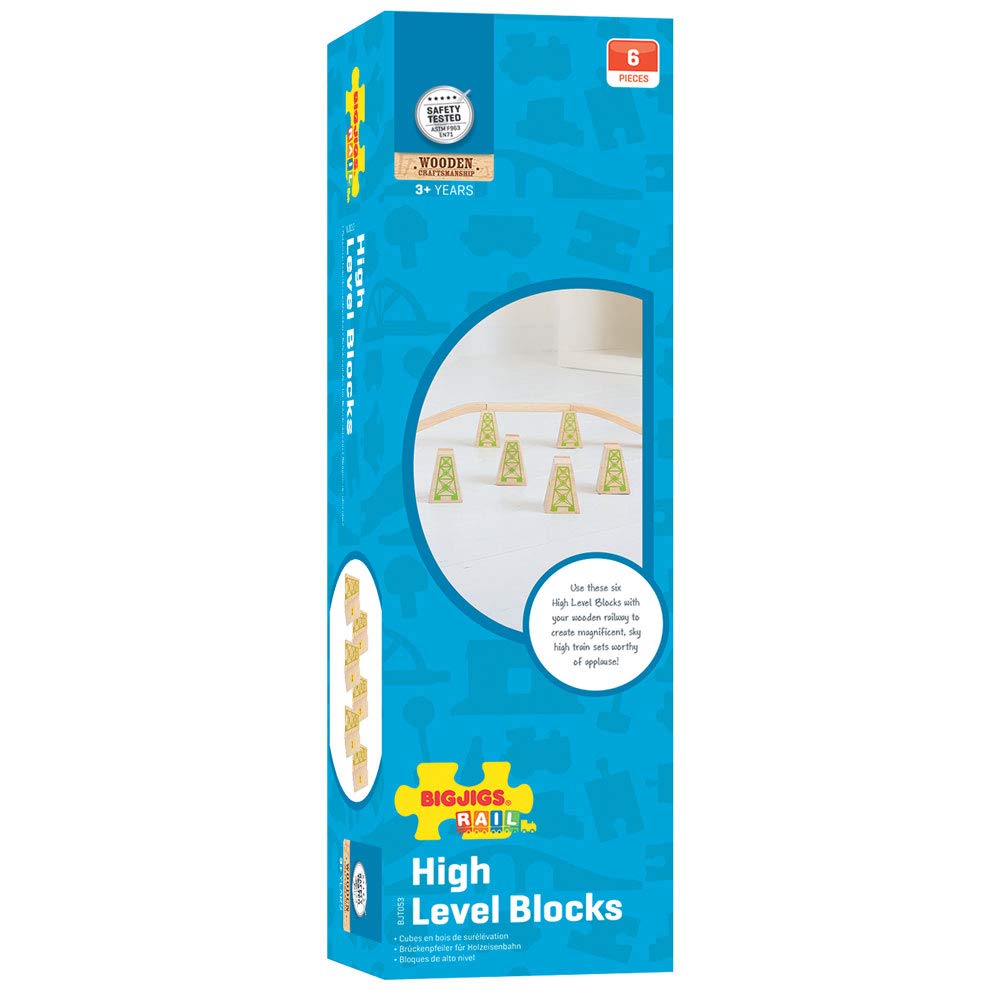 Bigjigs Rail High Level Blocks (Pack of 6) - Other Major Wooden Rail Brands are Compatible