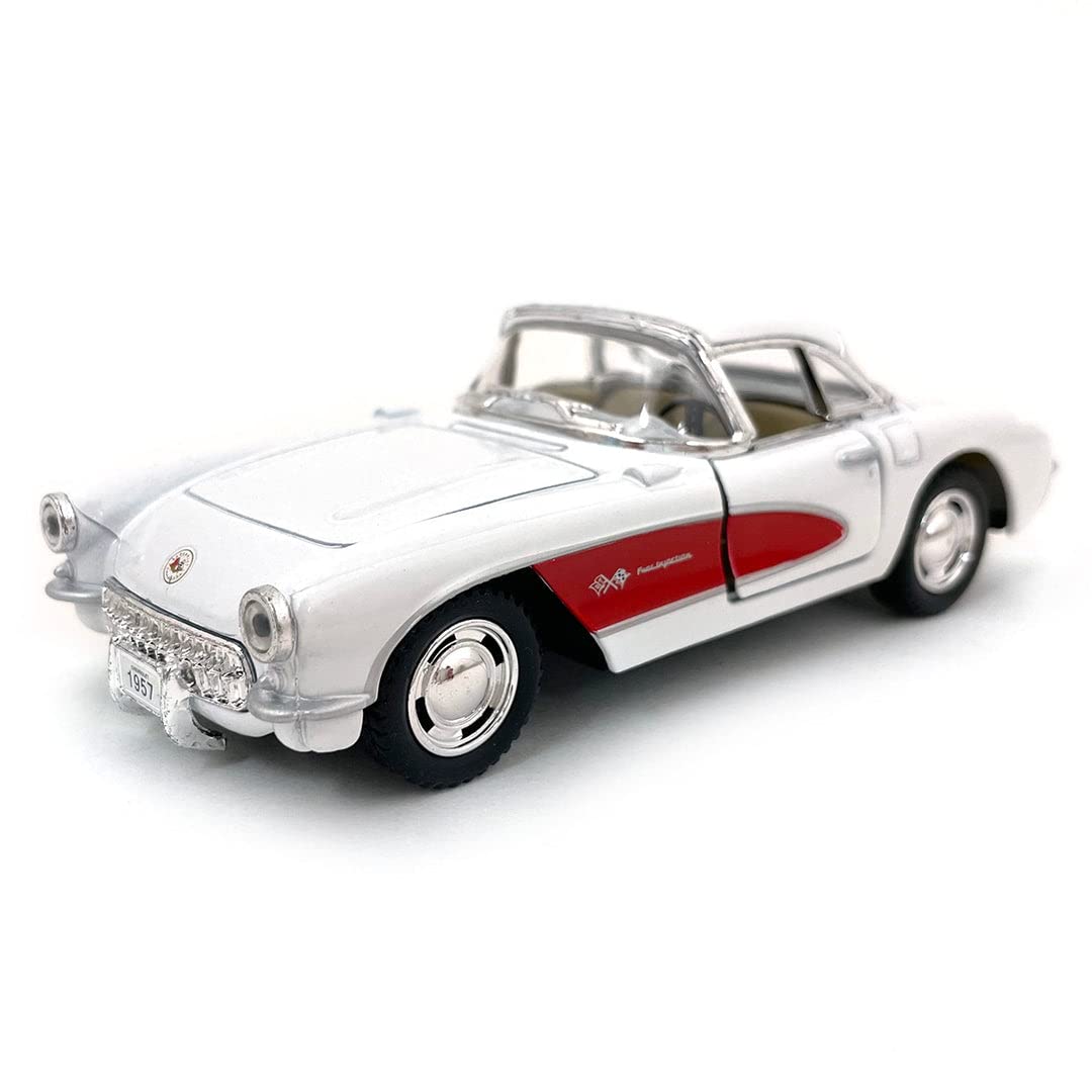 Set of 4: 5" 1957 Chevy Corvette 1:34 Scale (Black/Blue/Red/White) by Kinsmart