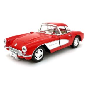 Set of 4: 5" 1957 Chevy Corvette 1:34 Scale (Black/Blue/Red/White) by Kinsmart