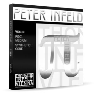 thomastik-infeld peter infeld violin strings 4/4 full set with platinum e - synthetic core 4/4 violin strings including platinum plated e, aluminum wound a, silver wound d and g - made in vienna