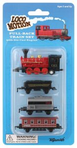 toysmith mini pull-back train set, assorted styles, for boys & girls 5+