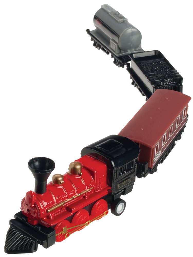 Toysmith Mini Pull-Back Train Set, Assorted Styles, For Boys & Girls 5+