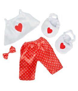 satin heart pj's with heart slippers teddy bear clothes fits most 14"-18" build-a-bear and make your own stuffed animals