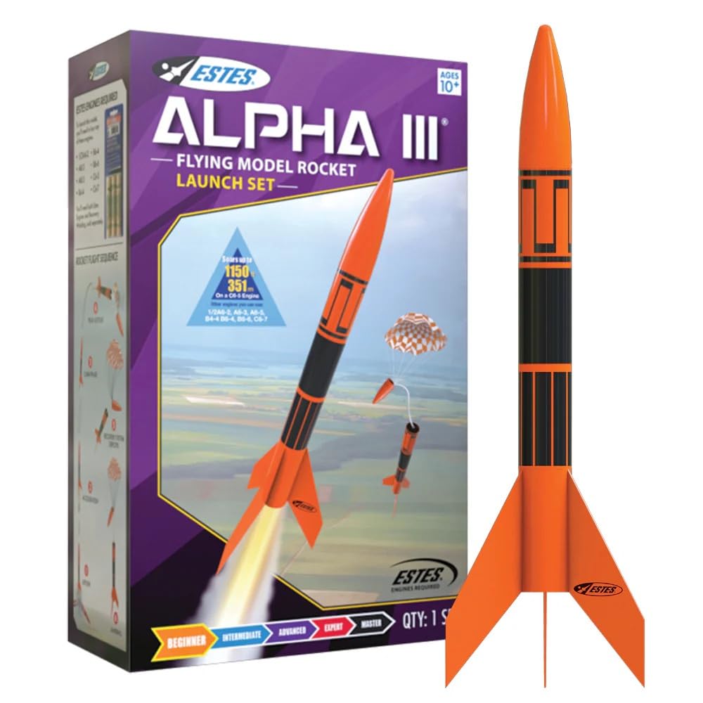 Estes Alpha III Launch Set, 12 years and up with Adult Supervision if under 12, Black,Orange