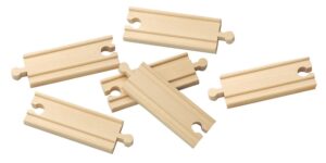 wooden train track - straight, 6 pack