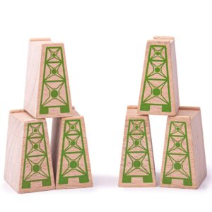 bigjigs rail high level blocks (pack of 6) - other major wooden rail brands are compatible