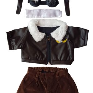 Pilot Outfit with Goggles Teddy Bear Clothes Fits Most 14" - 18" Build-a-bear and Make Your Own Stuffed Animals