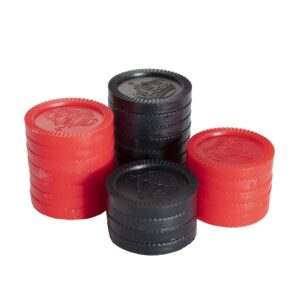 cannon sports black & red checkers replacement pieces - plastic & stackable for board game