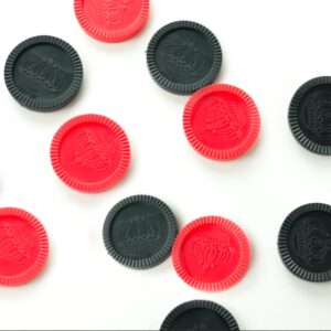 Cannon Sports Black & Red Checkers Replacement Pieces - Plastic & Stackable for Board Game