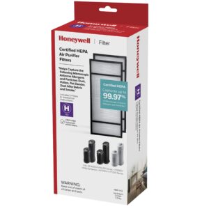 honeywell hrf-h2 true hepa air purifier replacement filter h, 2-pack – airborne allergen air filter targets wildfire/smoke, pollen, pet dander, and dust