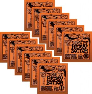 bulk 12 sets, ernie ball, electric guitar strings, nickel wound, skinny top heavy bottom gauge (10-52)