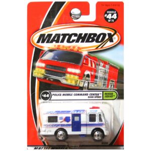 matchbox 2001 rescue squad police mobile command center door opens white #44