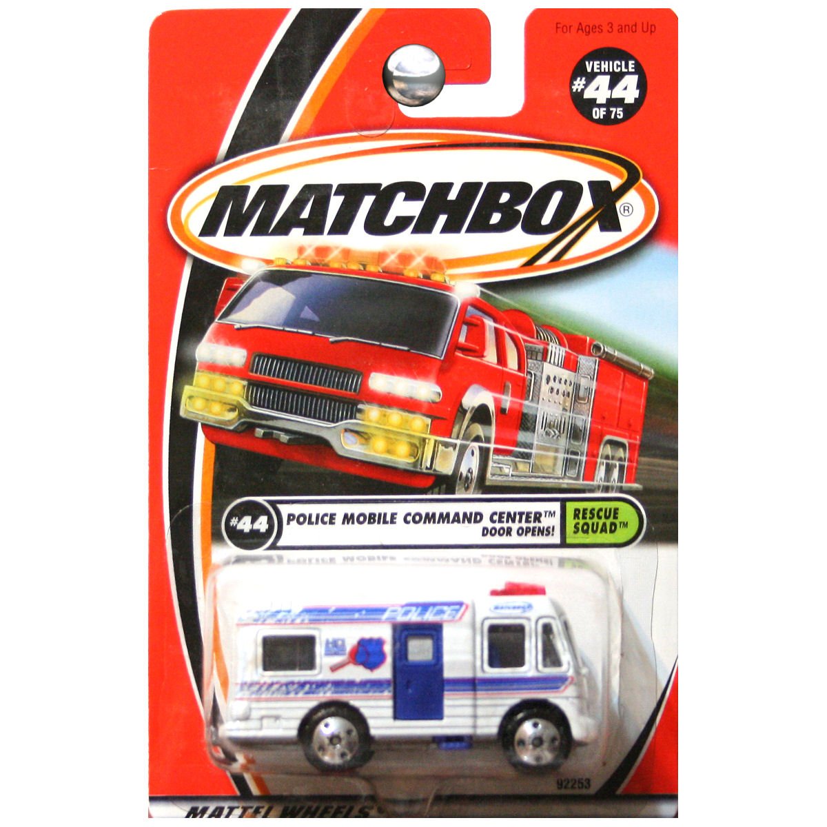 Matchbox 2001 Rescue Squad Police Mobile Command Center Door Opens White #44