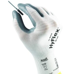 Ansell HyFlex 11-800 Nylon Glove, Gray Foam Nitrile Coating, Knit Wrist Cuff, Medium, Size 8 (Pack of 12)