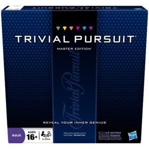 hasbro gaming trivial pursuit master edition trivia game, board games for adults and teens, includes electronic timer, trivia games for 2 to 6 players, ages 16 and up (amazon exclusive)