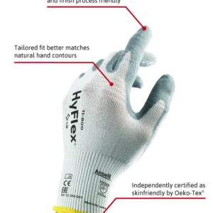 Ansell HyFlex 11-800 Nylon Glove, Gray Foam Nitrile Coating, Knit Wrist Cuff, Medium, Size 8 (Pack of 12)