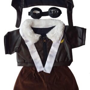 Pilot Outfit with Goggles Teddy Bear Clothes Fits Most 14" - 18" Build-a-bear and Make Your Own Stuffed Animals