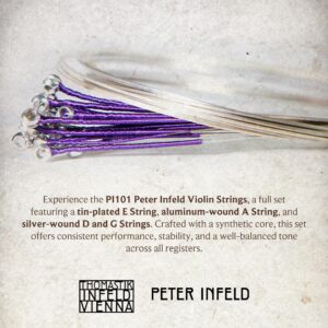 Thomastik-Infeld Peter Infeld Violin Strings 4/4 Full Set with Platinum E - Synthetic Core 4/4 Violin Strings Including Platinum Plated E, Aluminum Wound A, Silver Wound D and G - Made in Vienna