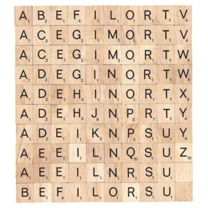 dsyj domino & tile games, wood letter tiles, scrabble letters for crafts - diy wood gift decoration - scrabble crossword game wood color 400 pcs