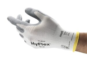 ansell hyflex 11-800 nylon glove, gray foam nitrile coating, knit wrist cuff, medium, size 8 (pack of 12)