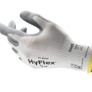 Ansell HyFlex 11-800 Nylon Glove, Gray Foam Nitrile Coating, Knit Wrist Cuff, Medium, Size 8 (Pack of 12)