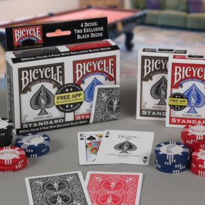 4 Decks Bicycle Rider Back Standard Poker Playing Cards Black & Red