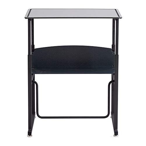 Safco AlphaBetter Stand-Up Student Desk with Book Box, Features a Swinging Pendulum Footrest Bar & a 28” W x 20” D Durable Desktop, Adjustable Height’, Premium Gray