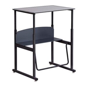 safco alphabetter stand-up student desk with book box, features a swinging pendulum footrest bar & a 28” w x 20” d durable desktop, adjustable height’, premium gray