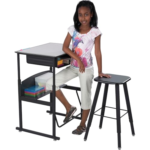 Safco Products 1205BL Alphabetter® Stool for Alphabetter Stand-Up Desk (Sold Separately), Black Frame, Black Seat Classroom and Home School Desk