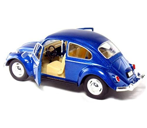 KiNSMART 1967 Volkswagen Beetle 1:24 Scale 7" Die Cast Metal Model Toy Car Blue