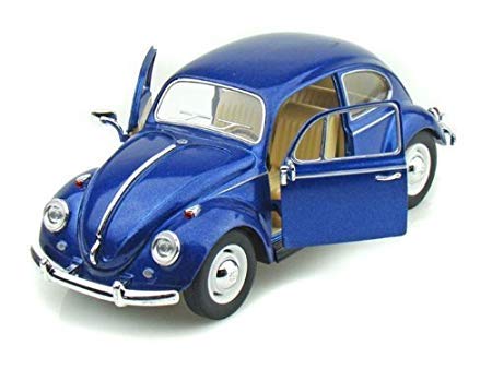 KiNSMART 1967 Volkswagen Beetle 1:24 Scale 7" Die Cast Metal Model Toy Car Blue