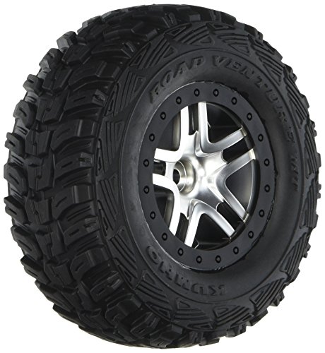 Traxxas 5882 Kumho Tires Pre-Glued on Satin Chrome Split-Spoke SCT Wheels, 2WD Front (pair)