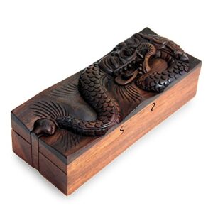 oma dragon box wooden decorative jewelry trinket box with secret compartment hand carved dragon gift for men and women