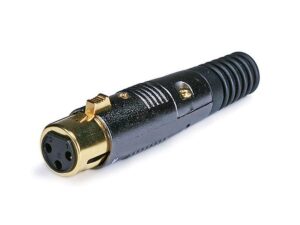 monoprice 3 pin xlr female mic connector, black - gold plated pins, strain relief boot for corrosion free connections