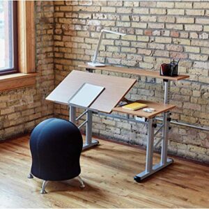 Safco Split-Level Drafting Table Height Adjustable Sit-to-Stand, 29.5" to 37.5", Medium Oak