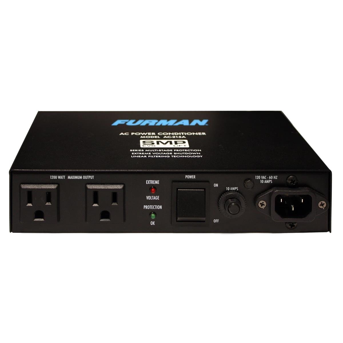 Furman AC-215A Compact Power Conditioner with Auto-Resetting Voltage Protection - Black