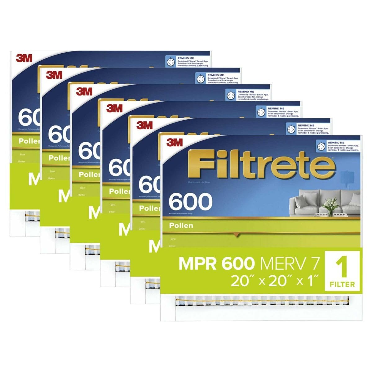 Filtrete 20x20x1 MERV 7 Dust Reduction Filter 6-PK