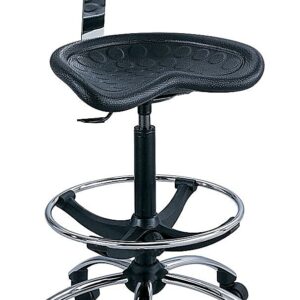 Safco Products Sitstar Stool 6660BU, Blue, Chrome Base, Height Adjustable, Tractor-Shaped Seat