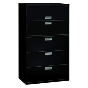 hon 695lp 600 series five-drawer lateral file, 42w x 19-1/4d, black