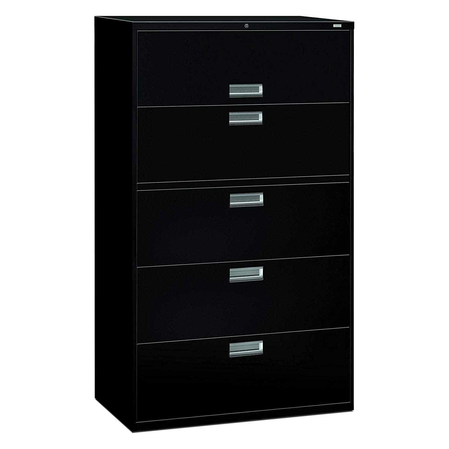 HON 695LP 600 Series Five-Drawer Lateral File, 42w x 19-1/4d, Black