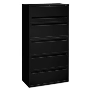 hon 785lp 700 series five-drawer lateral file w/roll-out & posting shelf, 36w, black