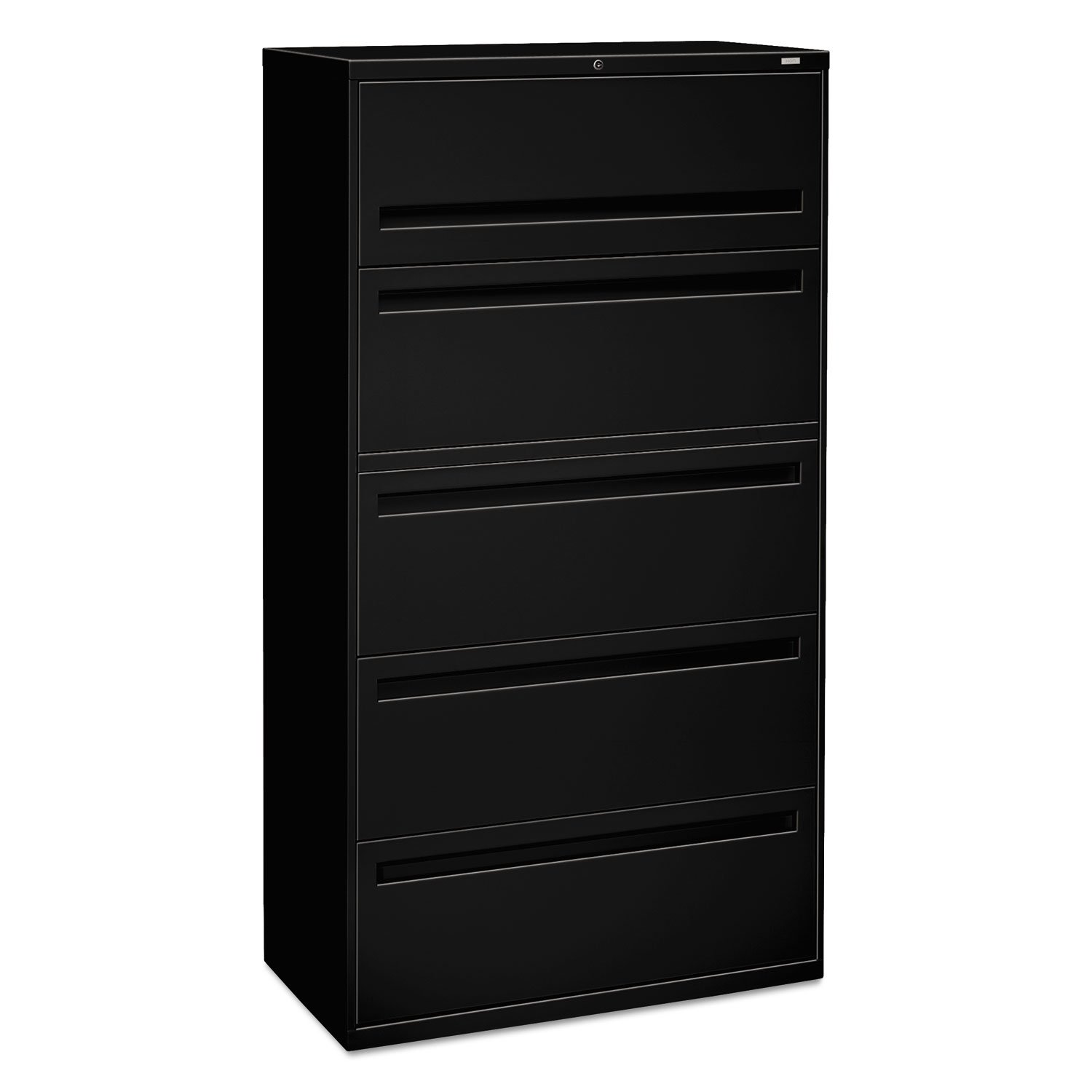 HON 785LP 700 Series Five-Drawer Lateral File w/Roll-Out & Posting Shelf, 36w, Black