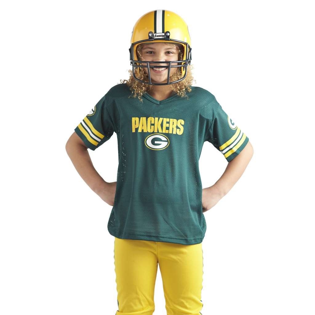 Franklin Sports Green Bay Packers Kids NFL Uniform Set - Youth NFL Team Jersey, Helmet, Pants + Apparel Costume - Official NFL Gear -Youth Medium