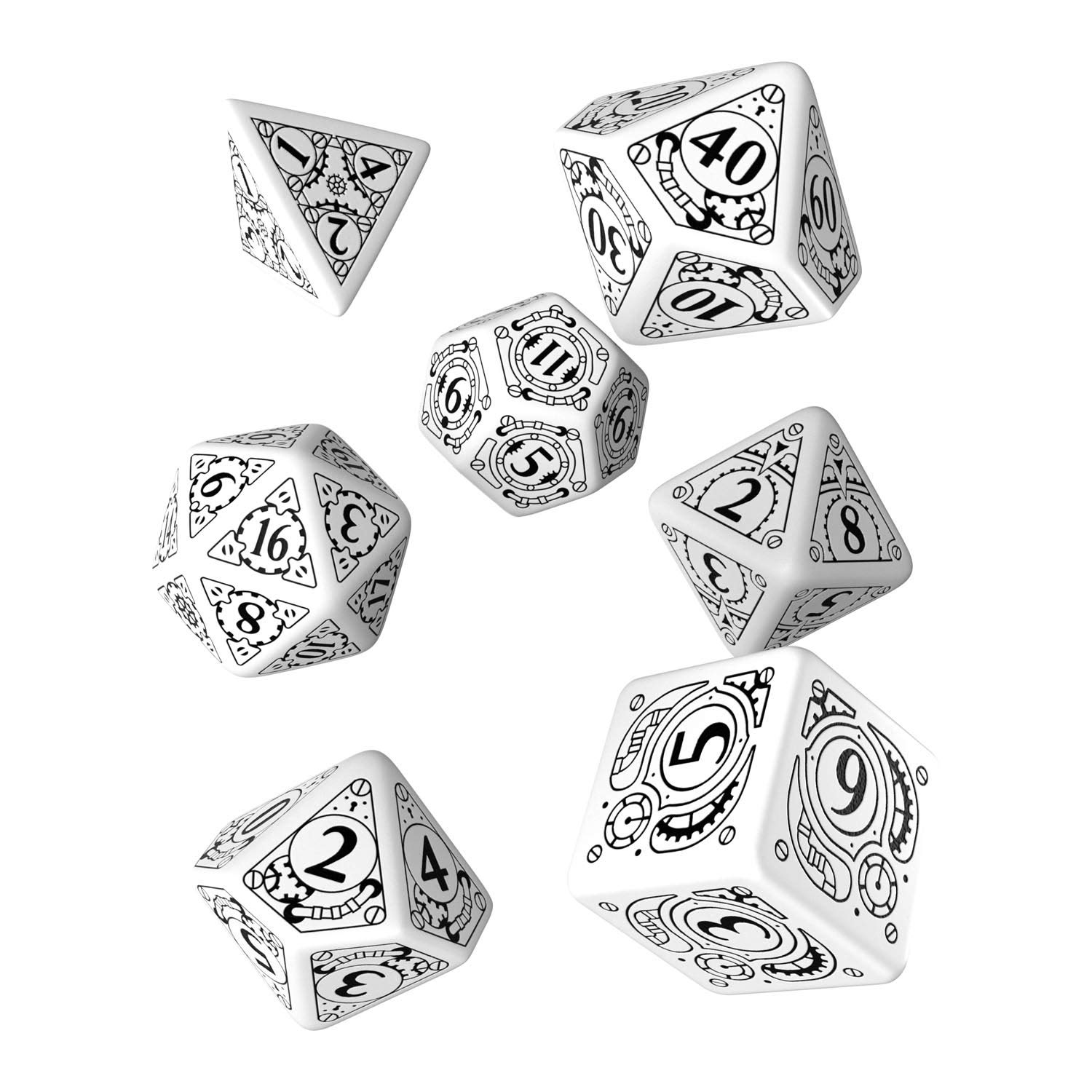 Steampunk Dice Set White - Black (7)